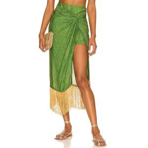 Vix | Skirts | Nwt Vix Paula Hermanny Namaste Karen Fringe Midi Skirt In Green | Poshmark
